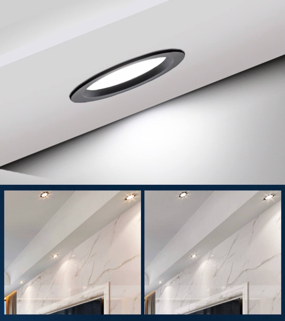 โคมพาแนลไลท์แอลอีดี Bowl หน้ากลม ขอบดำ EVE Lighting 8, 12, 18, 25 วัตต์